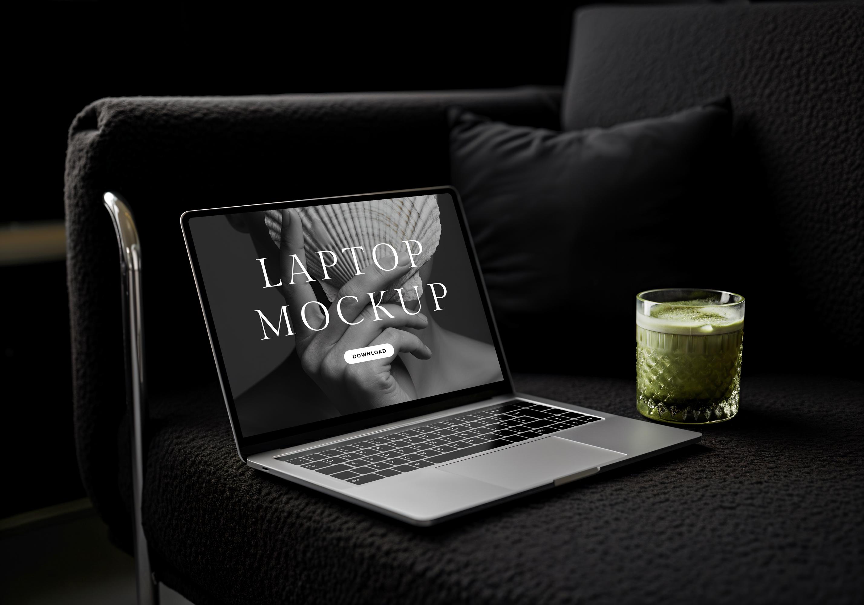 Dark Feminine Aesthetic Laptop Mockup | Minimal and Elegant | Modern ...