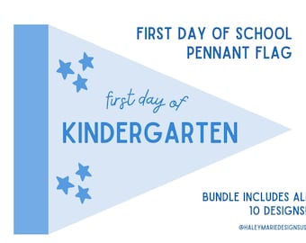 Printable Back to School Pennant Flags • First Day of School Sign ...
