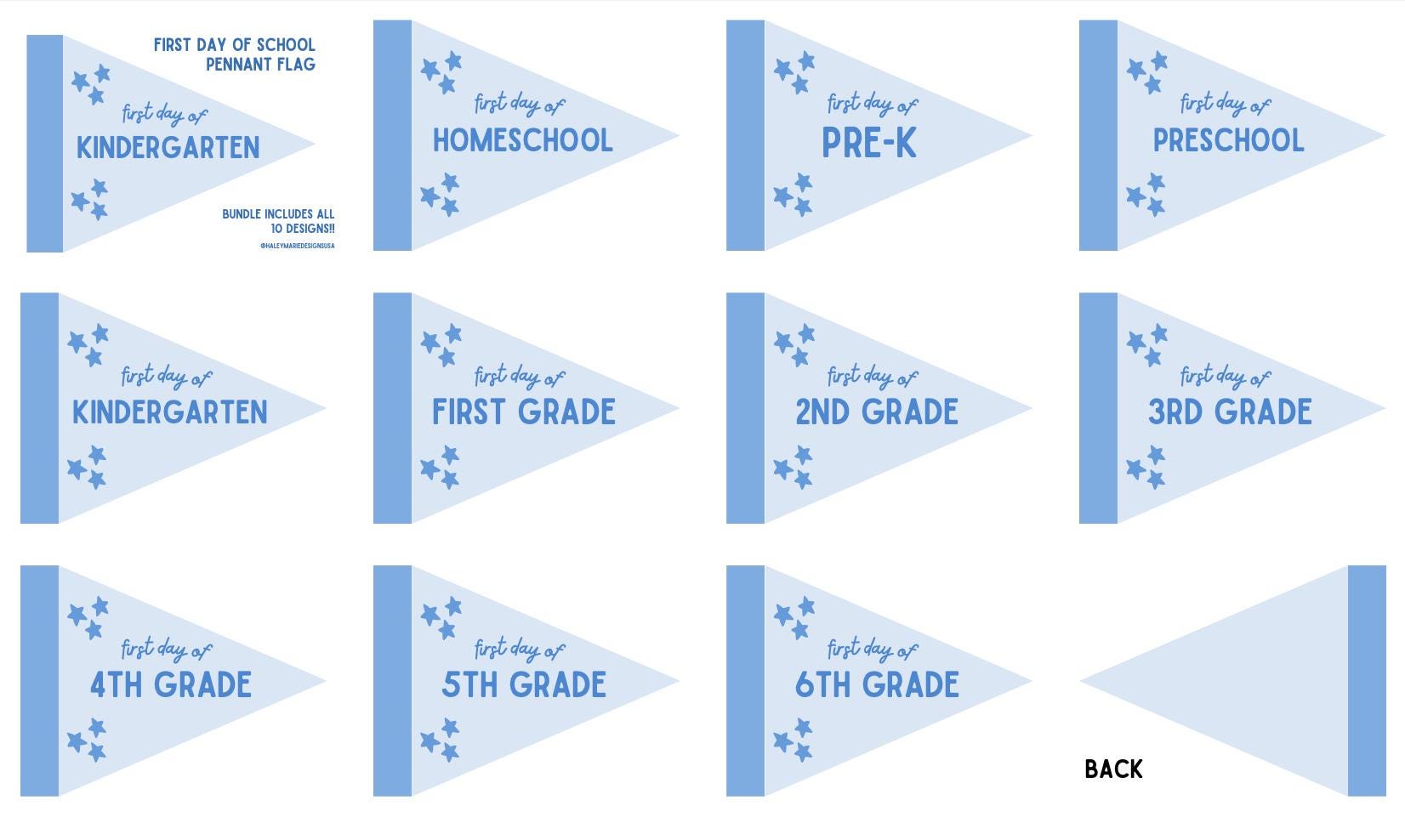Printable Back to School Pennant Flags • First Day of School Sign ...