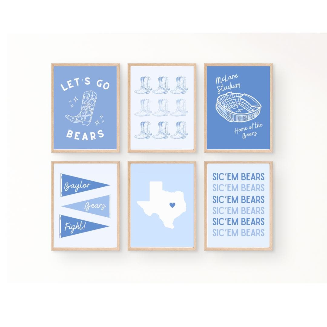 Baylor University Wall Collage Pack of 6, Baylor Digital Prints ...