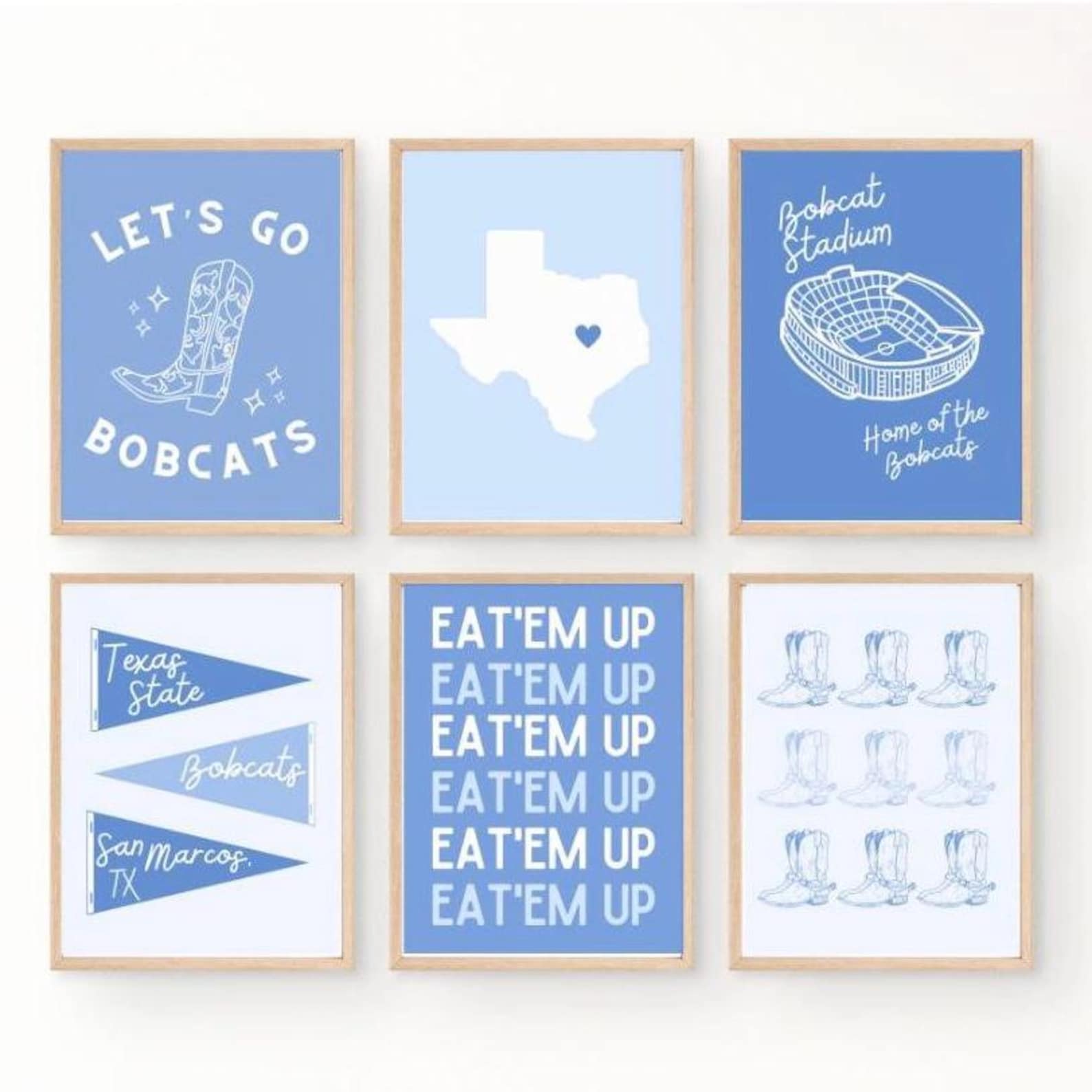 Texas State, Wall Collage Pack of 6, Texas State Digital Prints ...