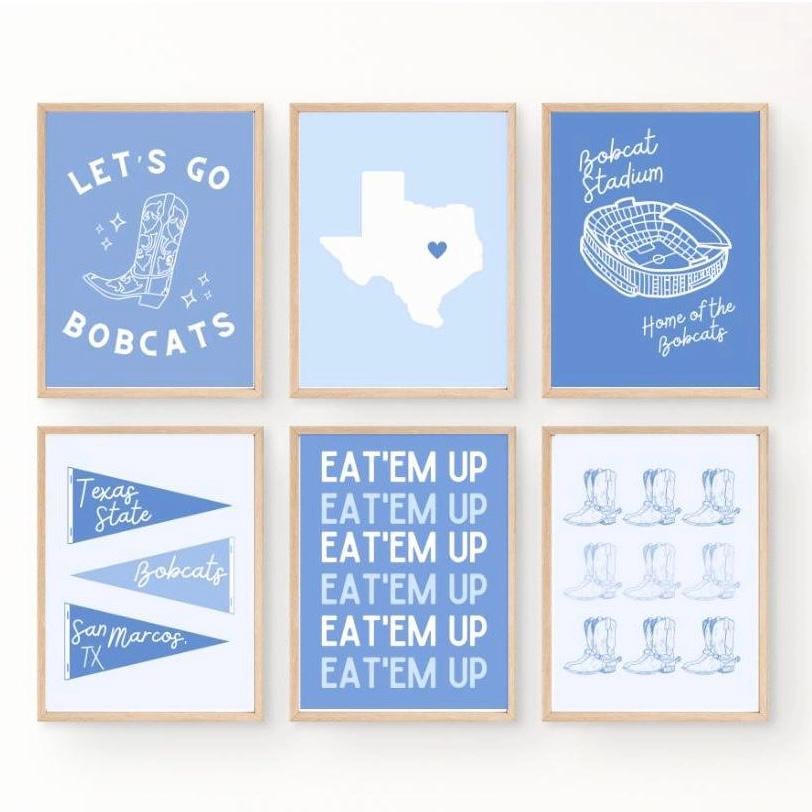 Texas State, Wall Collage Pack of 6, Texas State Digital Prints ...