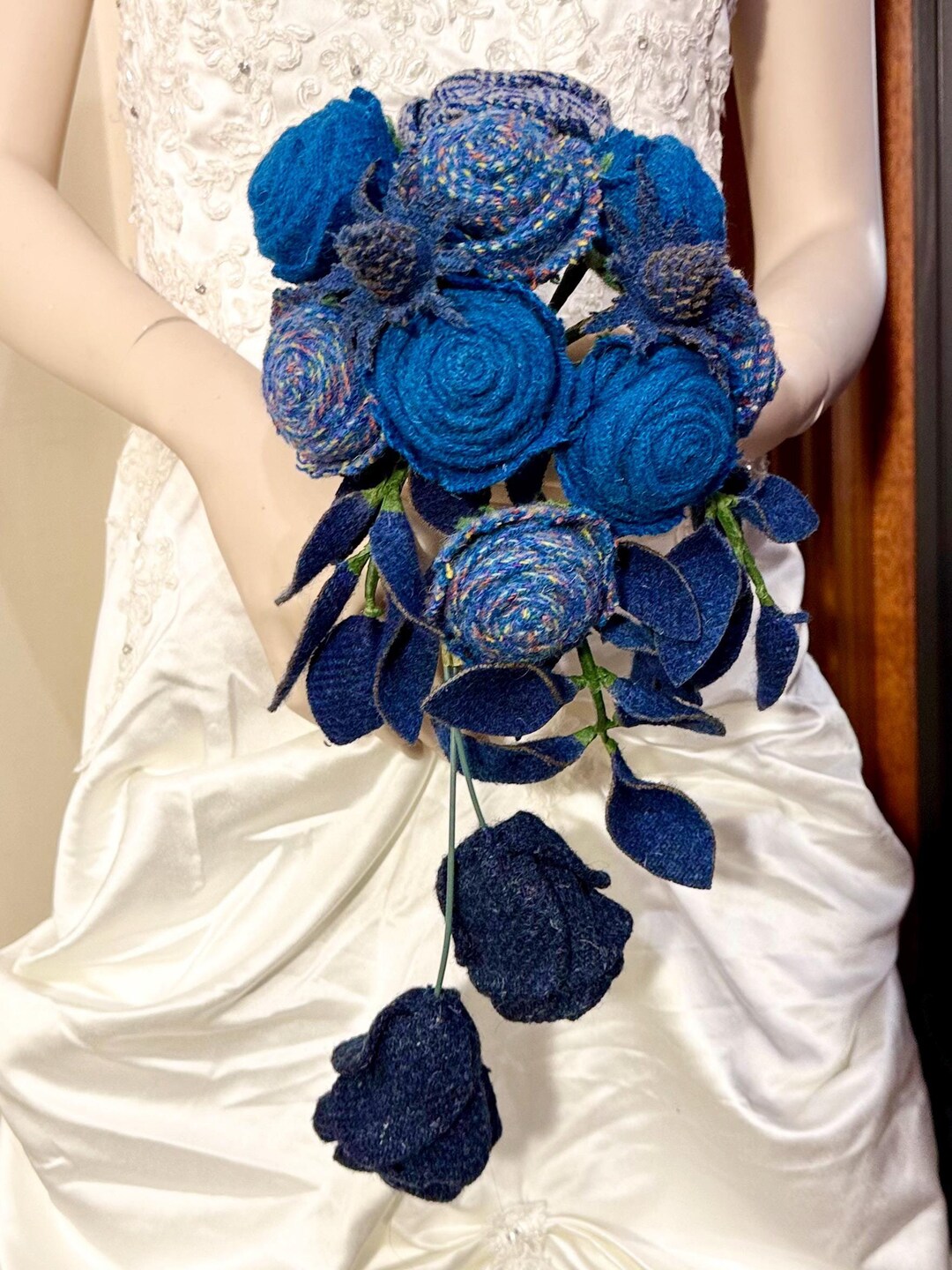 Blue Harris Tweed Wedding Flowers / Bouquet - Etsy