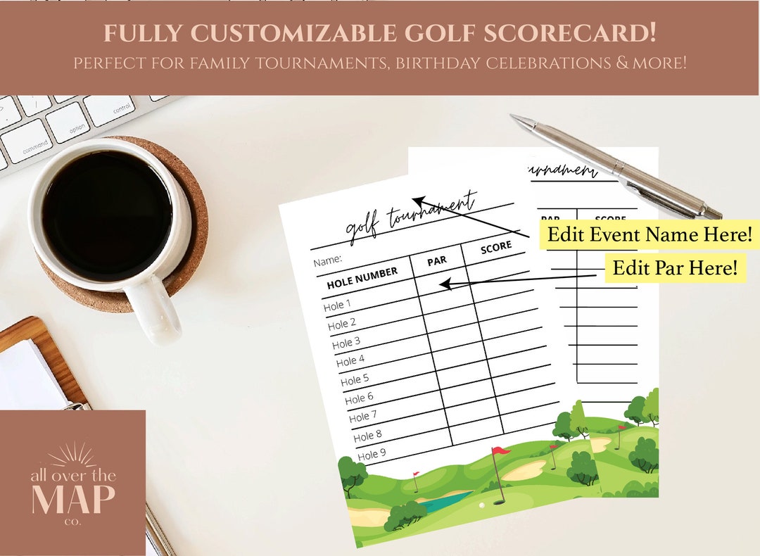 Customizable Golf Green Scorecard - Instant Download! - Etsy