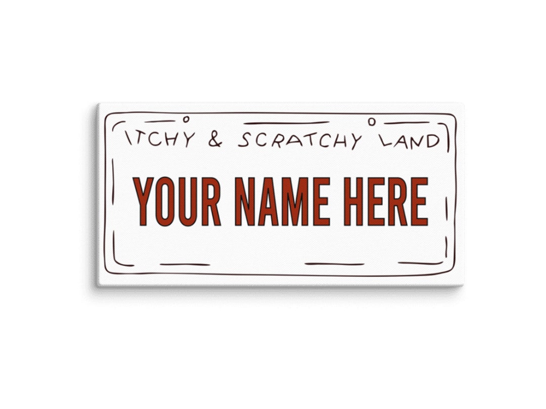 Custom Bort License Plate Canvas Wall Art Simpsons Itchy & Scratchy ...