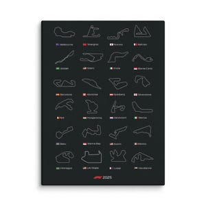 Formula 1 Circuits Canvas Wall Art 2025 Tracks Race Map F1 - Etsy