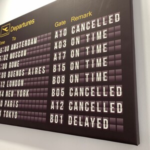 Custom Airport Departures Flight Board Canvas Wall Art - Choose Your ...