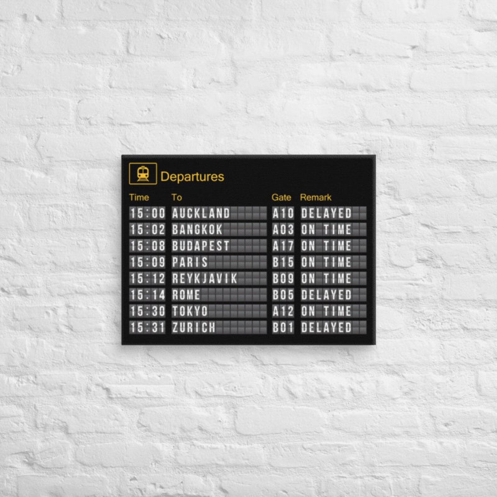 Custom Train Station Departures Board Canvas Wall Art - Choose Your Own ...