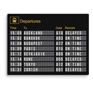 Custom Train Station Departures Board Canvas Wall Art - Choose Your Own ...