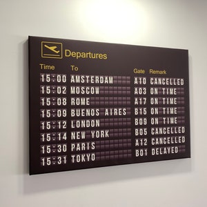 Custom Airport Departures Flight Board Canvas Wall Art - Choose Your ...
