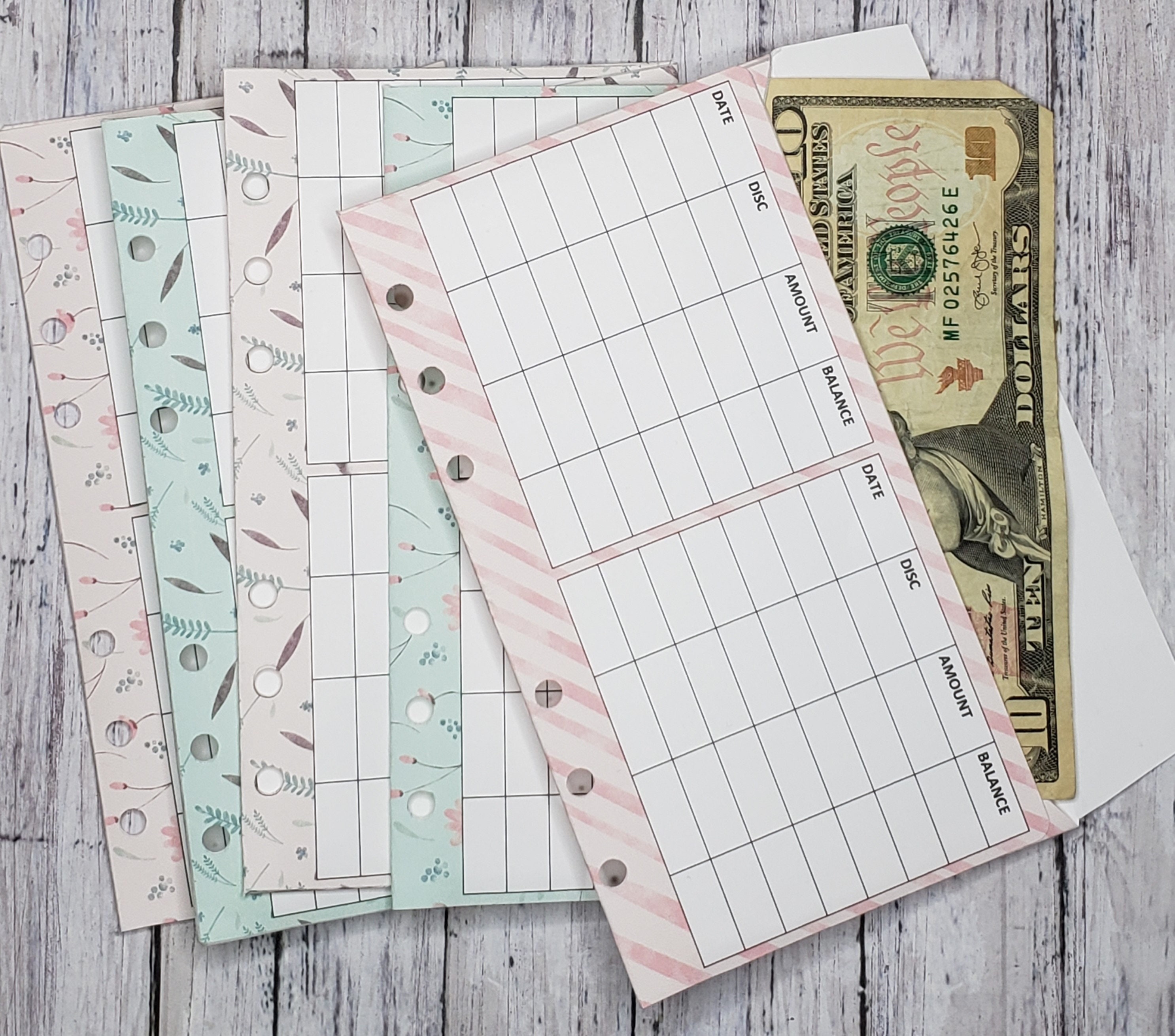 CASH ENVELOPES, 6- Hole Punch, Paper Envelopes, Watercolor Florals ...