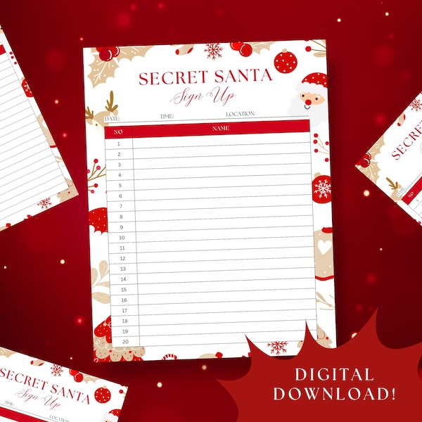 Secret Santa Poster Template - Etsy UK