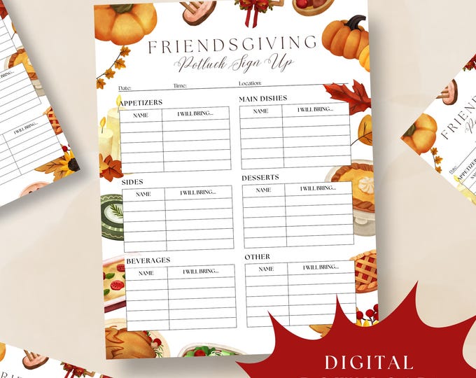 Editable Friendsgiving Invitation With Menu, Digital Thanksgiving ...