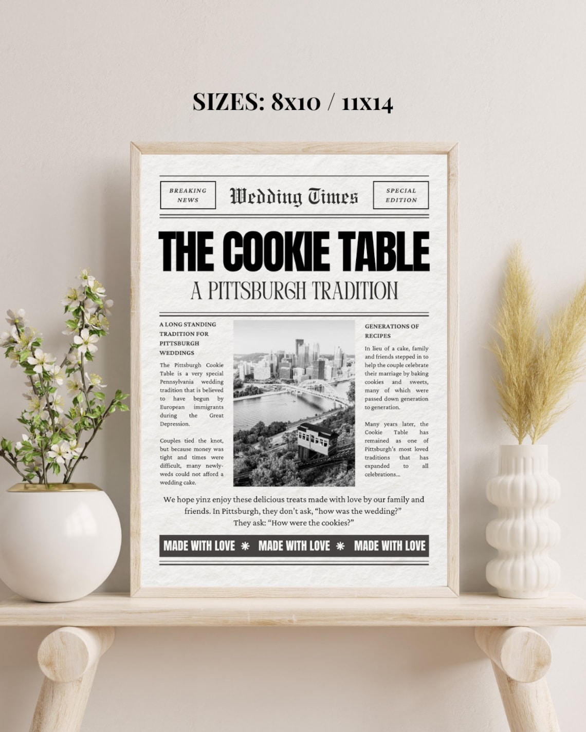 Pittsburgh Newspaper Cookie Table Printable Sign 4x6, 5x7, 8x10, 11x14 ...