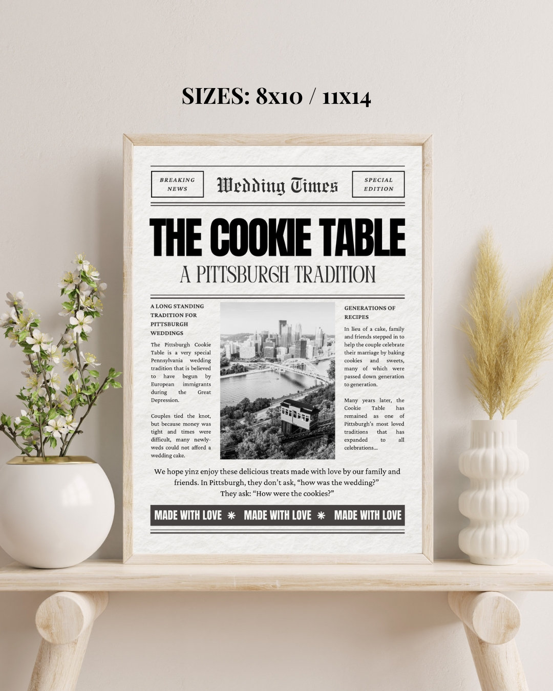 Pittsburgh Newspaper Cookie Table Printable Sign 4x6, 5x7, 8x10, 11x14 ...