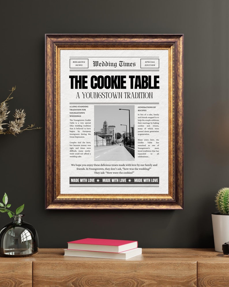 Youngstown Newspaper Cookie Table Printable Sign 4x6, 5x7, 8x10, 11x14 ...
