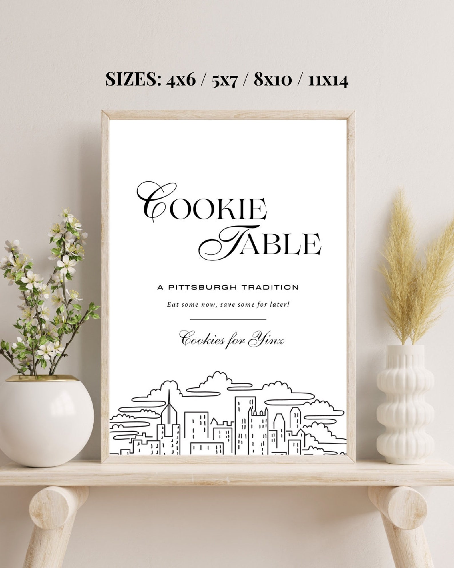 Pittsburgh Skyline Cookie Table Printable Sign 4x6, 5x7, 8x10, 11x14 ...