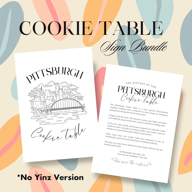 History of the Pittsburgh Cookie Table Digital Printable Sign Bundle ...