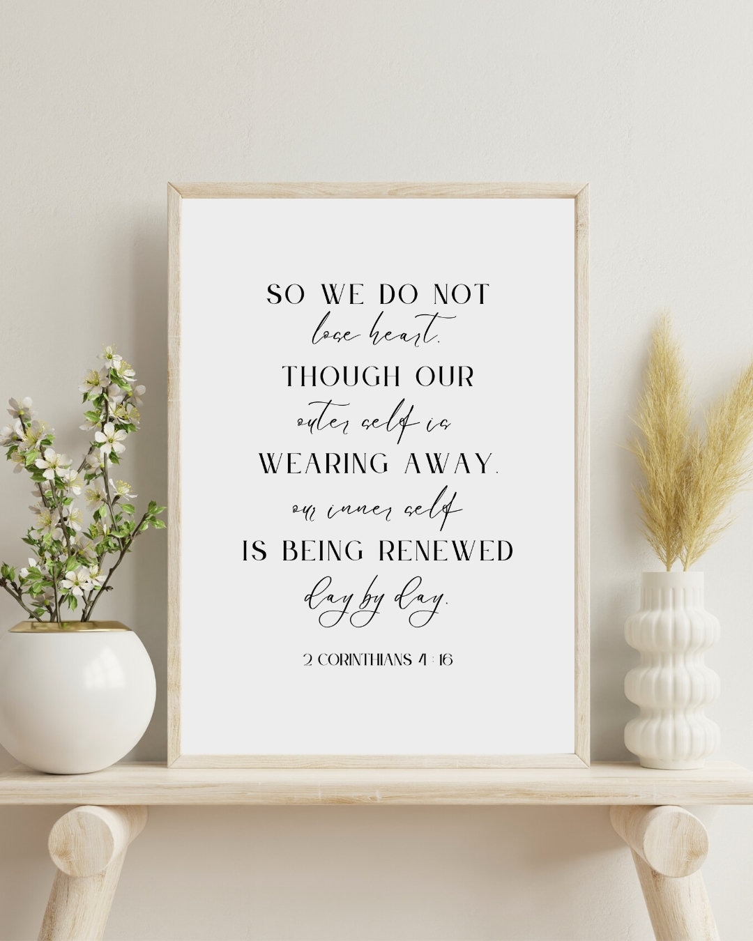 2 Corinthians 4:16 Printable Bible Verse Scripture Wall Art Black Text ...