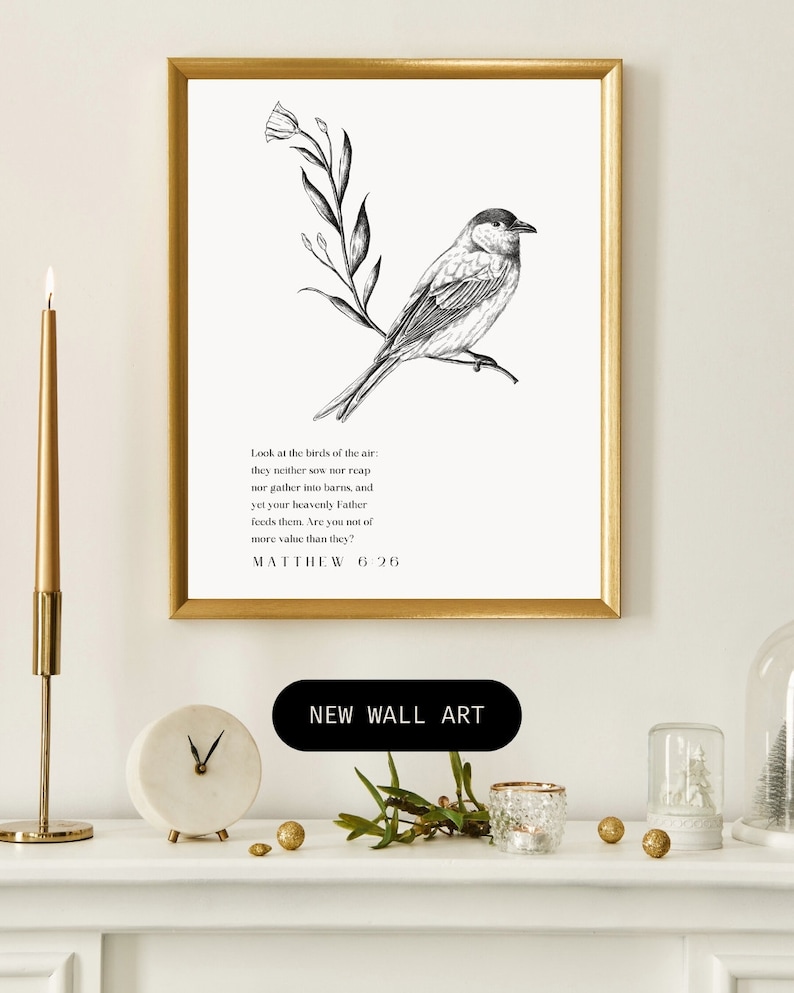 Matthew 6:26 ESV Christian Wall Art Printable, Bible Verse Scripture ...