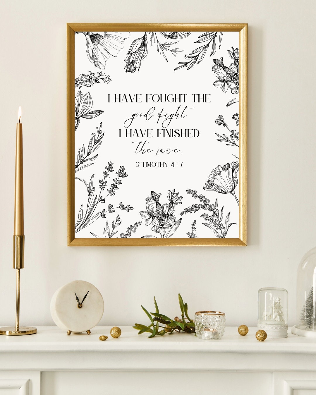 2 Timothy 4:7 Printable Bible Verse Scripture Wall Art Black Text on ...