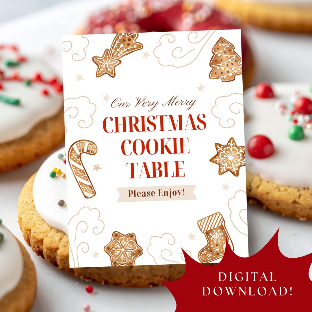 Christmas Cookie Table Printable Sign, Holiday Cookie Table Sign ...