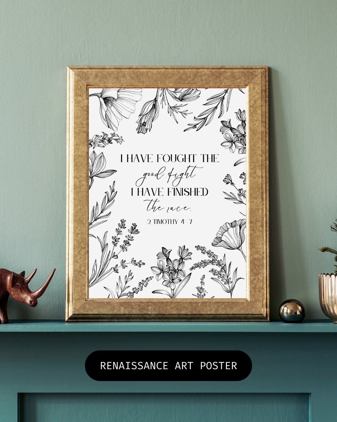 2 Timothy 4:7 Printable Bible Verse Scripture Wall Art Black Text on ...