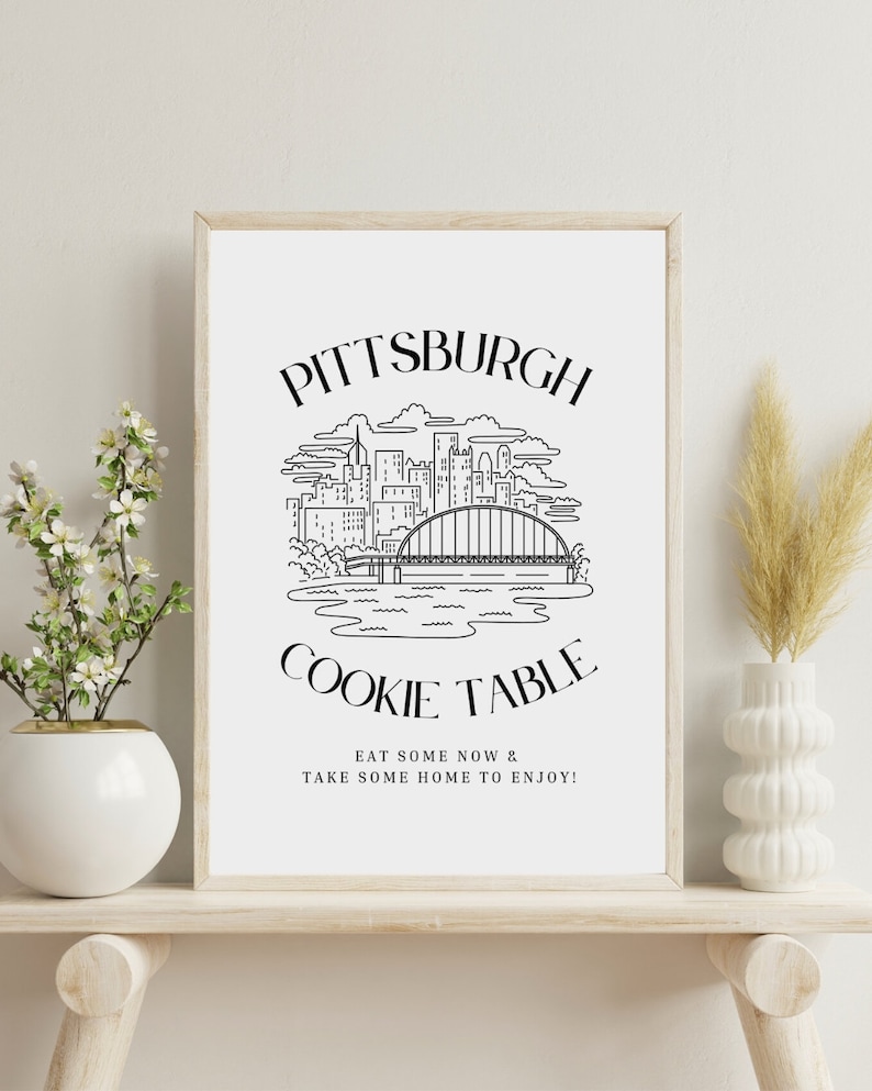 Pittsburgh Skyline Cookie Table Printable Sign 4x6, 5x7, 8x10, Cookies ...