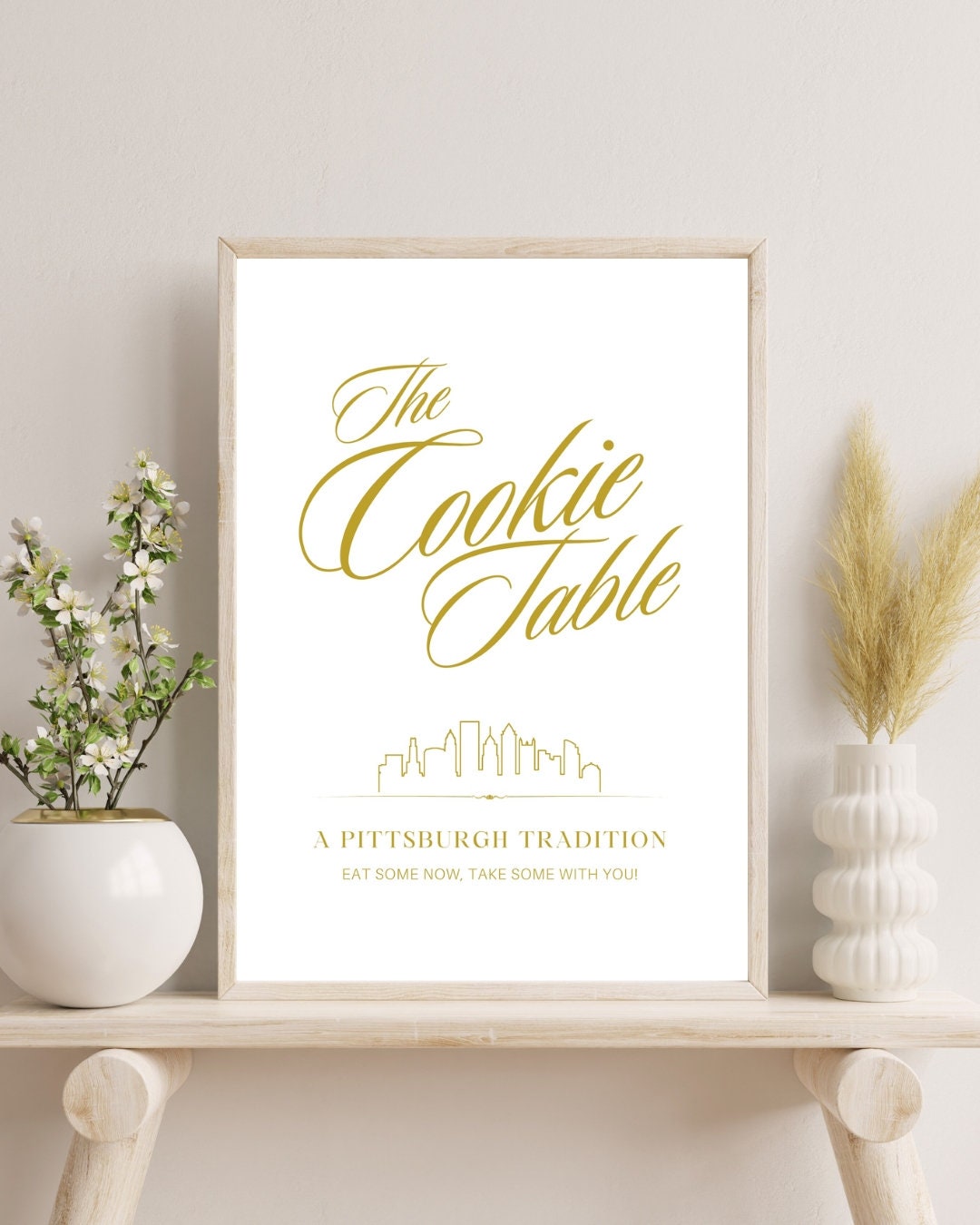 Pittsburgh Skyline Cookie Table Printable Sign 8x10, 11x14 Gold and ...