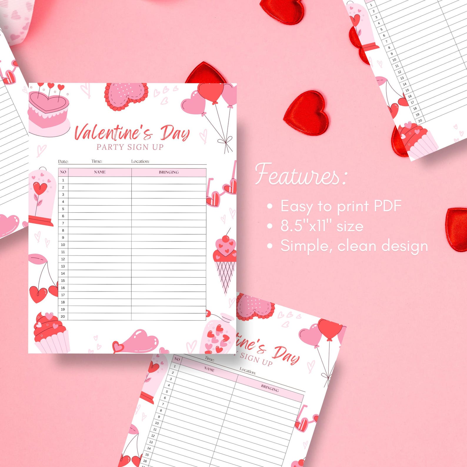 Printable Valentine's Day Party Sign up Sheet (digital Download) for ...