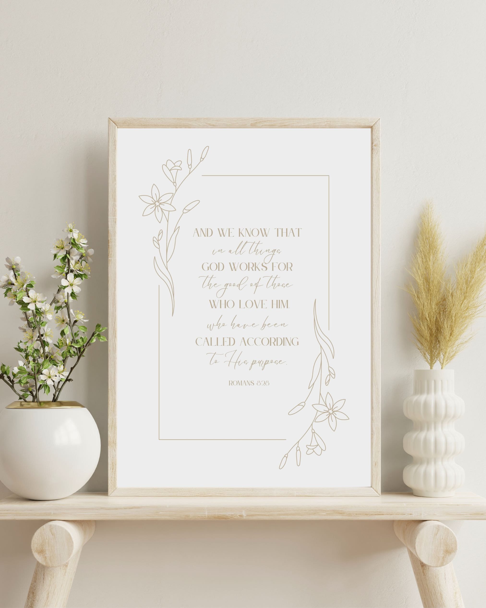 Romans 8:28 Christian Wall Art Printable, Bible Verse Scripture ...