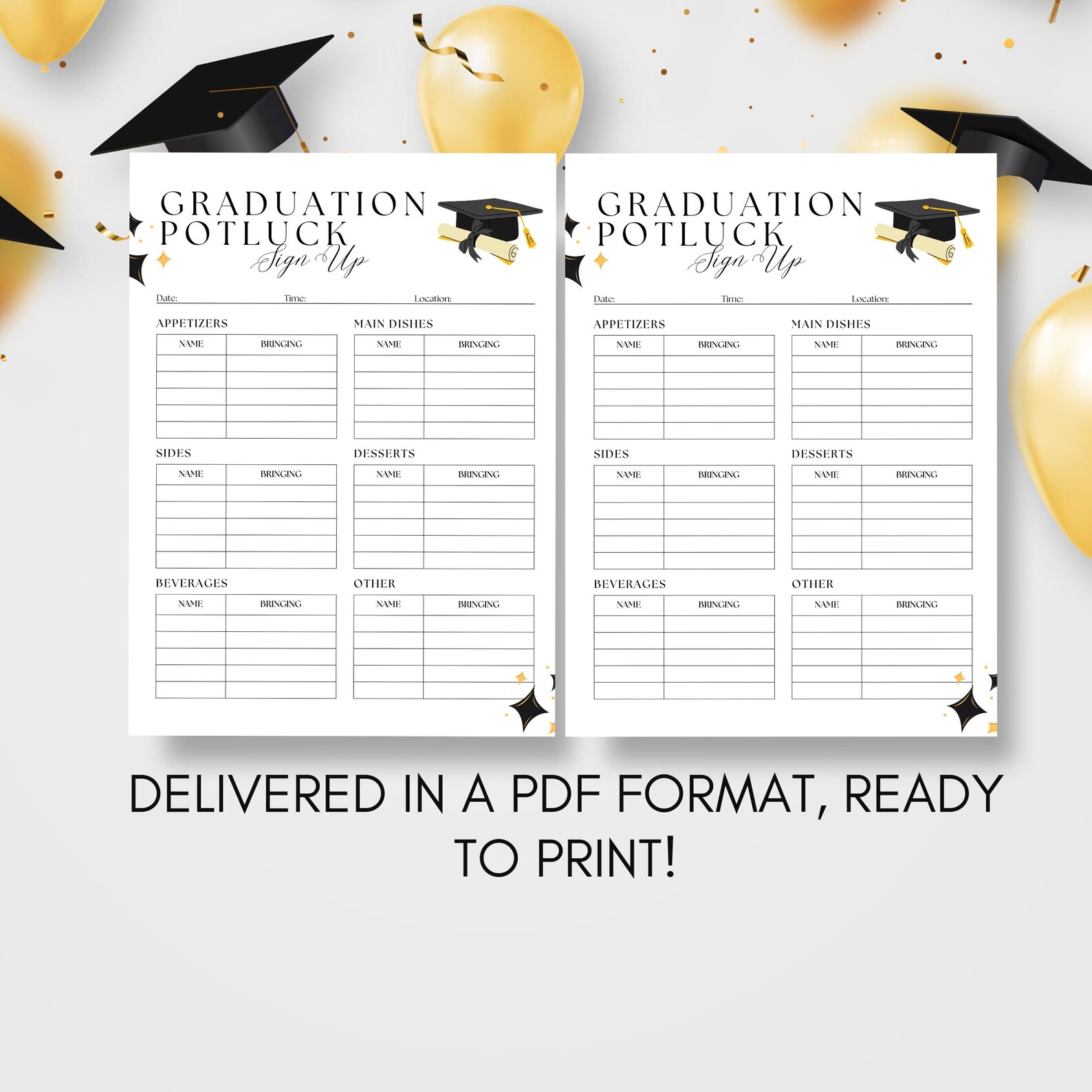 Printable Graduation Potluck Sign up Sheet, Senior Graduation Party ...