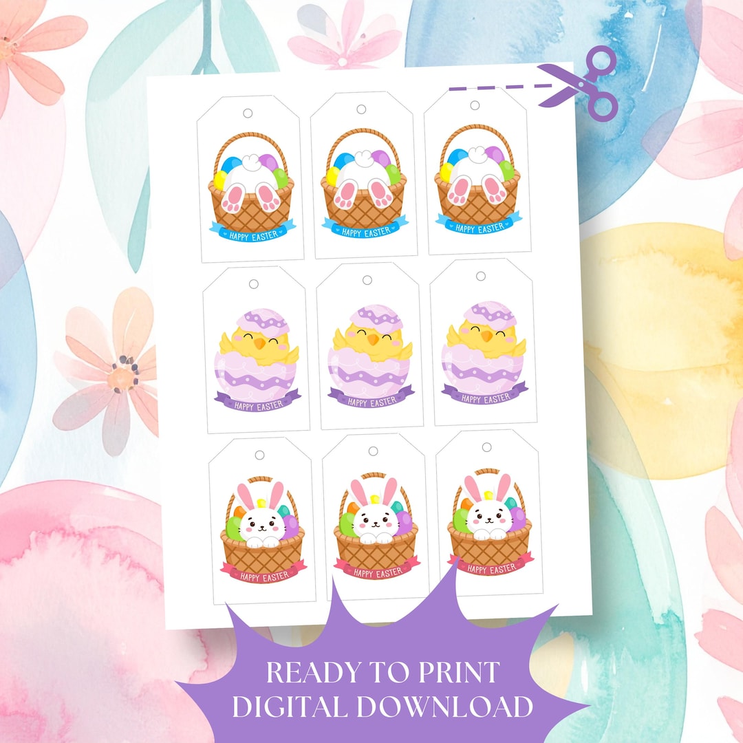 Easter Treat Tags, Printable Gift Tags, Easter Basket Tag, Easter Party ...