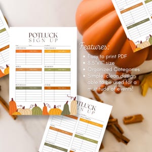 Printable Fall Potluck Sign up Sheet, Autumn Potluck Sign up Sheet ...