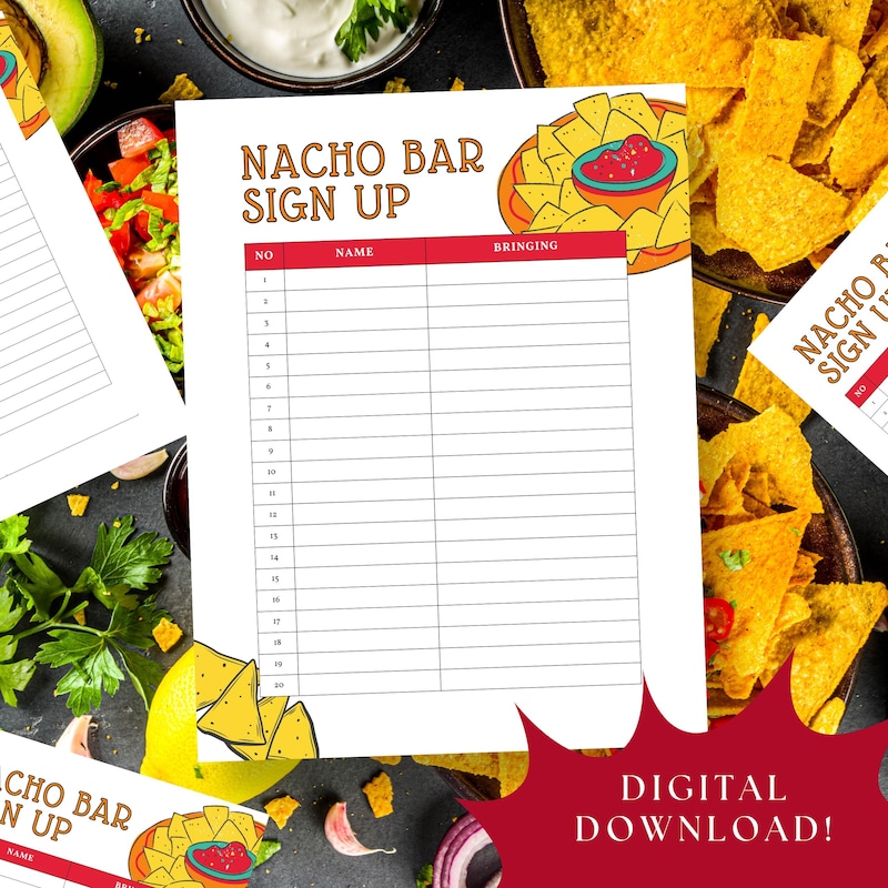 Nacho Bar Sign up Sheet - Etsy