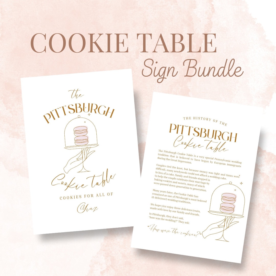 History of the Pittsburgh Cookie Table Digital Printable Sign Bundle, Gold & Pink, Pittsburgh ...