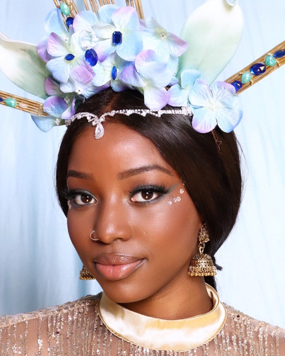 Blue Flower Headpiece With Gems, Cosplay , Costumes /made to Order ...