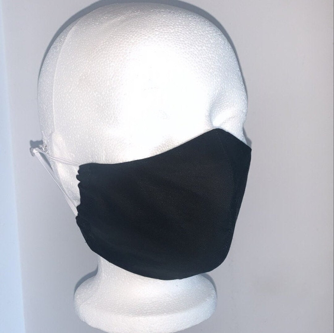 Black Reusable Face Mask With Filter Pocket | 100% Cotton Fabric - Etsy