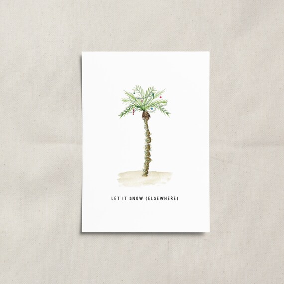 Palm Tree Christmas Card Holiday Warm Weather Greeting Card | Etsy
