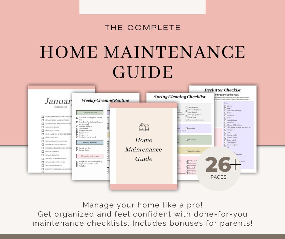 Complete Home Maintenance Guide | Household Binder | Monthly & Spring ...