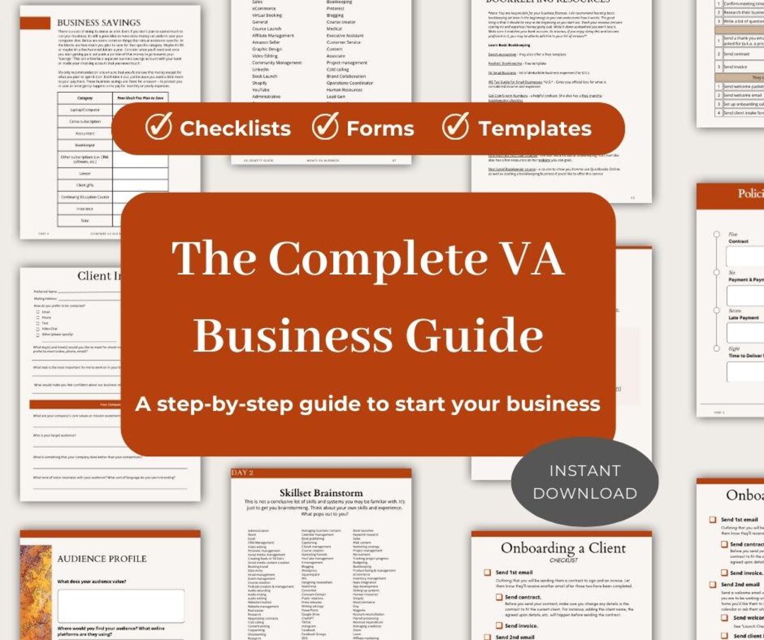 Virtual Assistant Business Guide | Workbook Ebook Onboarding Contract ...