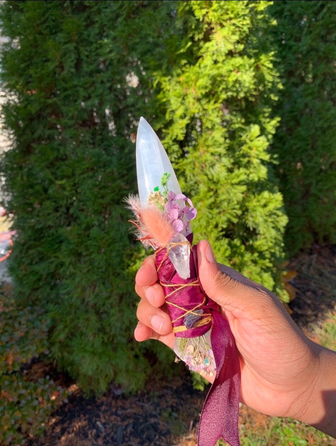 Selenite Daggers Athame Adorned With Amethyst or Citrine and Clear ...