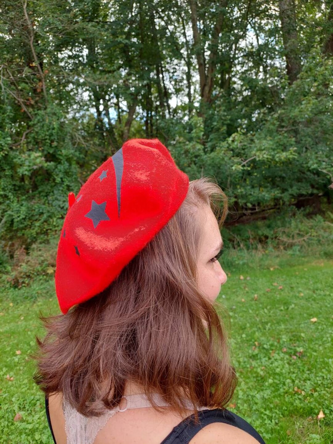 Red Beret With Moon and Stars, Goth Style, Alt Fashion, Goth Diy, Dark ...