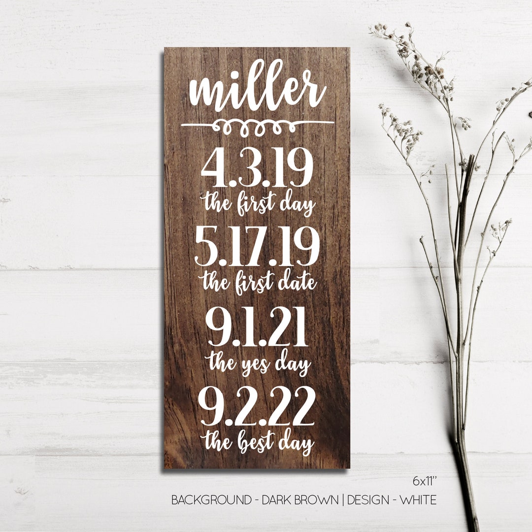 Last Name Sign Personalized Name Date Sign Important Dates Gift Rustic ...