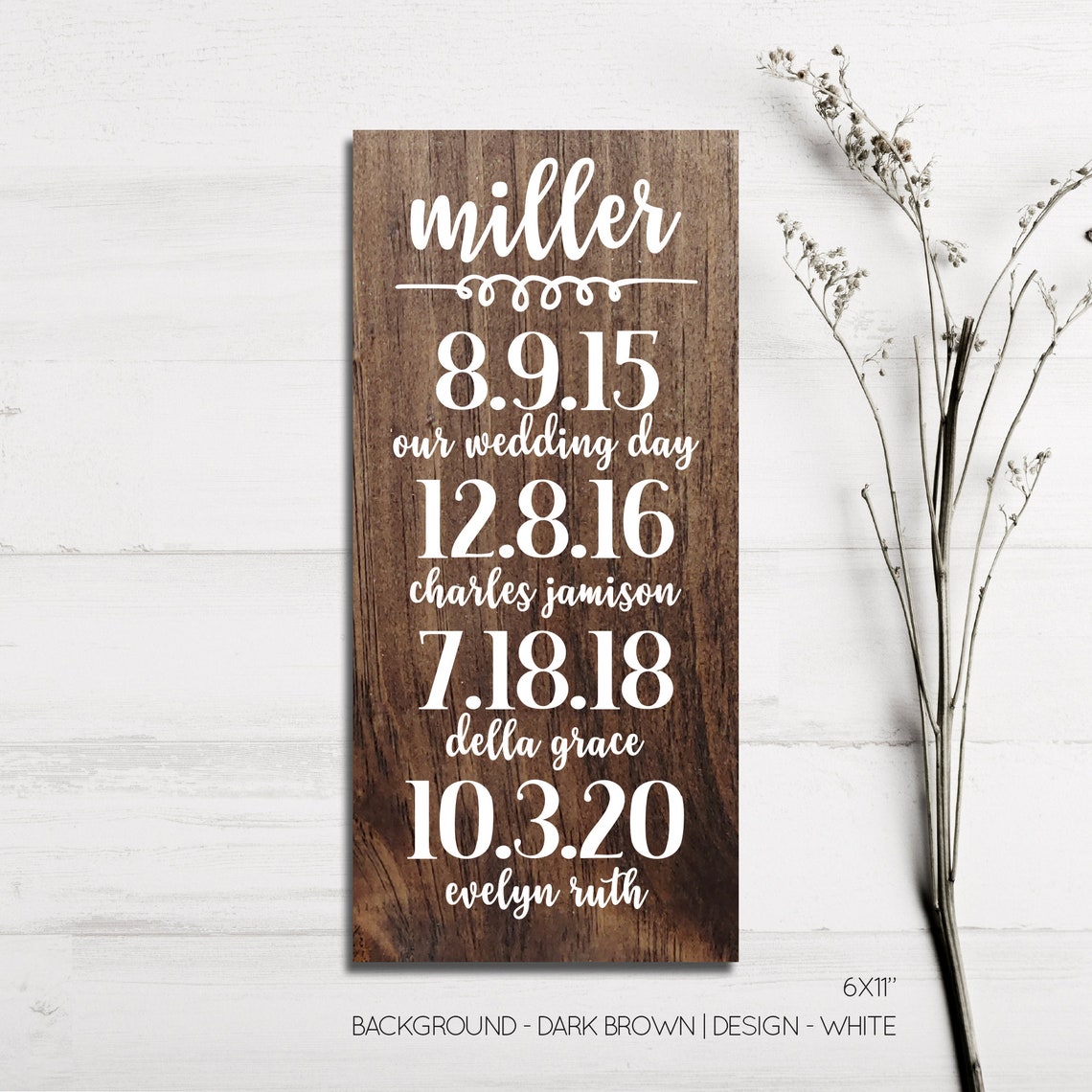 Last Name Sign Personalized Name Date Sign Important Dates - Etsy