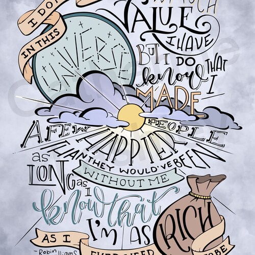 Robin Williams Quote Hand Lettered - Etsy