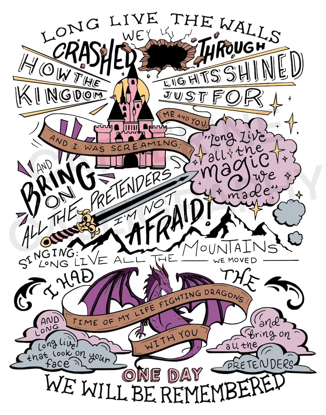 Long Live Song Lyrics colorized - Etsy