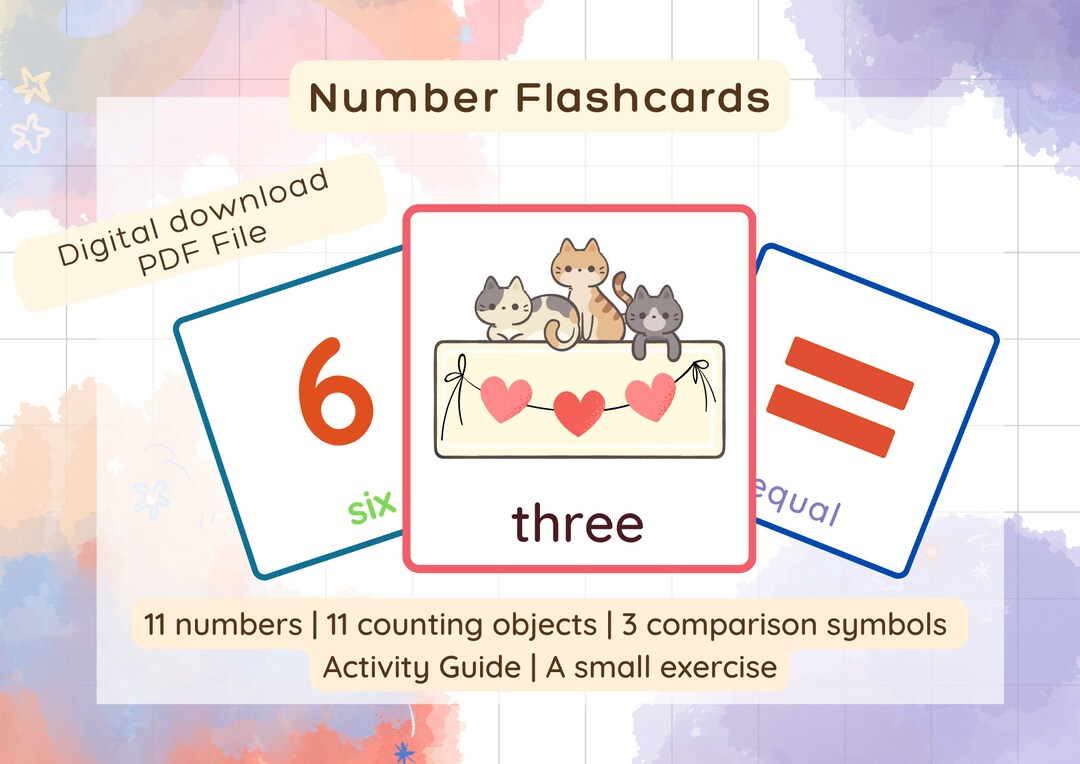 Number Flashcards 0-10 Montessori Educational Material Homeschooling ...