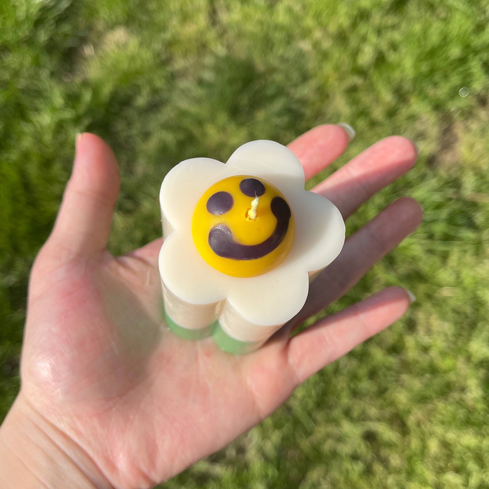Positive Vibes Smiley Face Flower Candle Scented Pillar Soy Candle ...