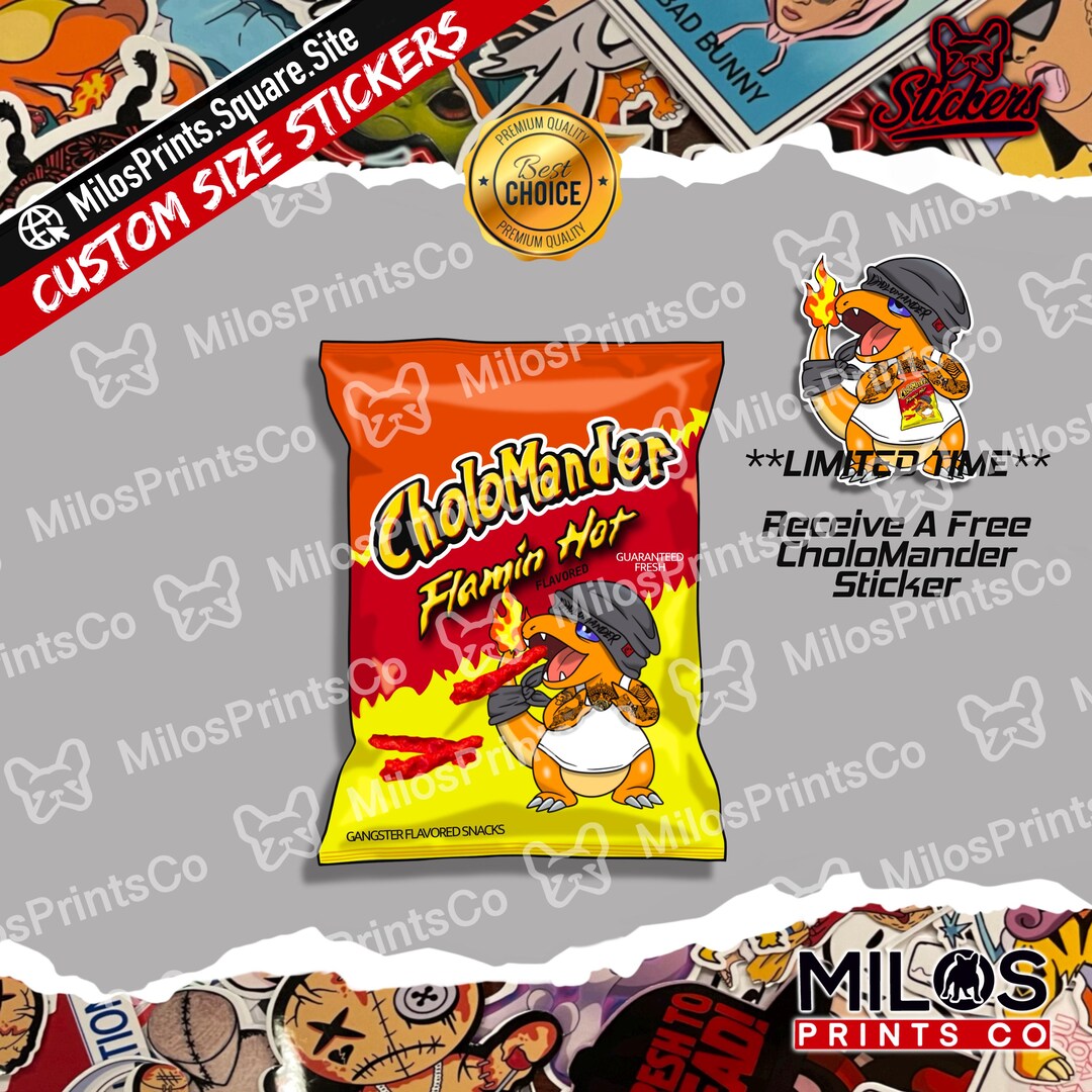 Hot Spicy Chip Bag Vinyl Sticker | Charmander X Gangster Sticker ...